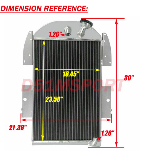 4 Row Aluminum Radiator for Chevy 1934 1935 1936 Pickup Truck 6CYL V8 ...