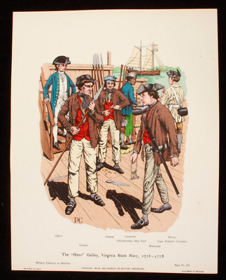 The Hero Galley Virginia State Navy 1776-1778 Illustration 11x14 | eBay