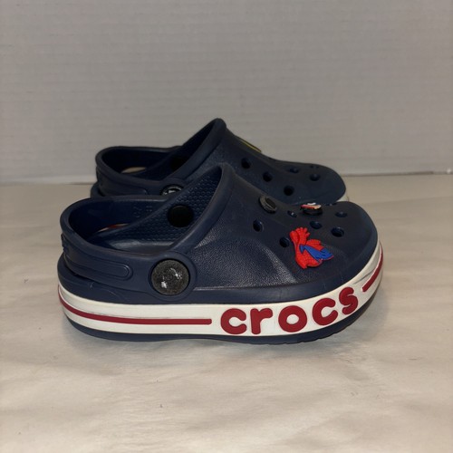 CROCS BAYABAND CLOG Child Size C7 Navy Blue Red White 205100-410 ...