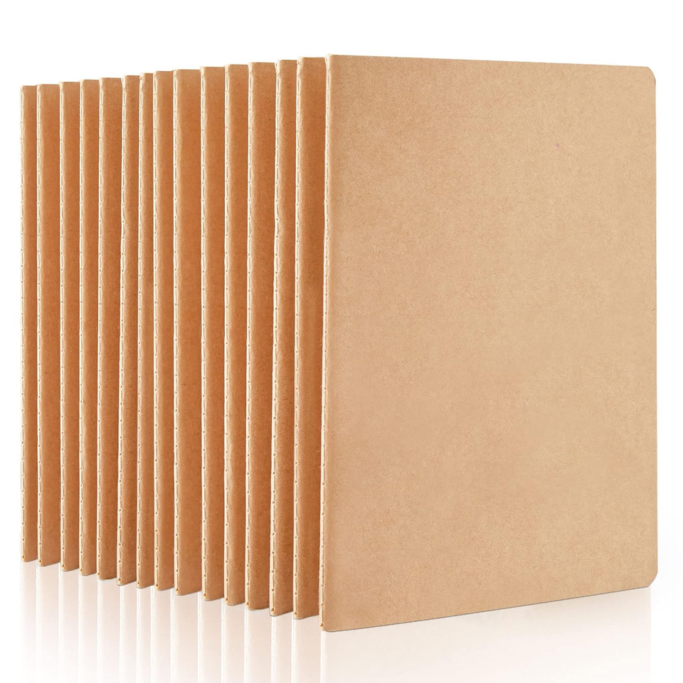 Feela 15 Pack Blank Kraft Notebooks, Unlined Sketchbook Note Pad Travel ...