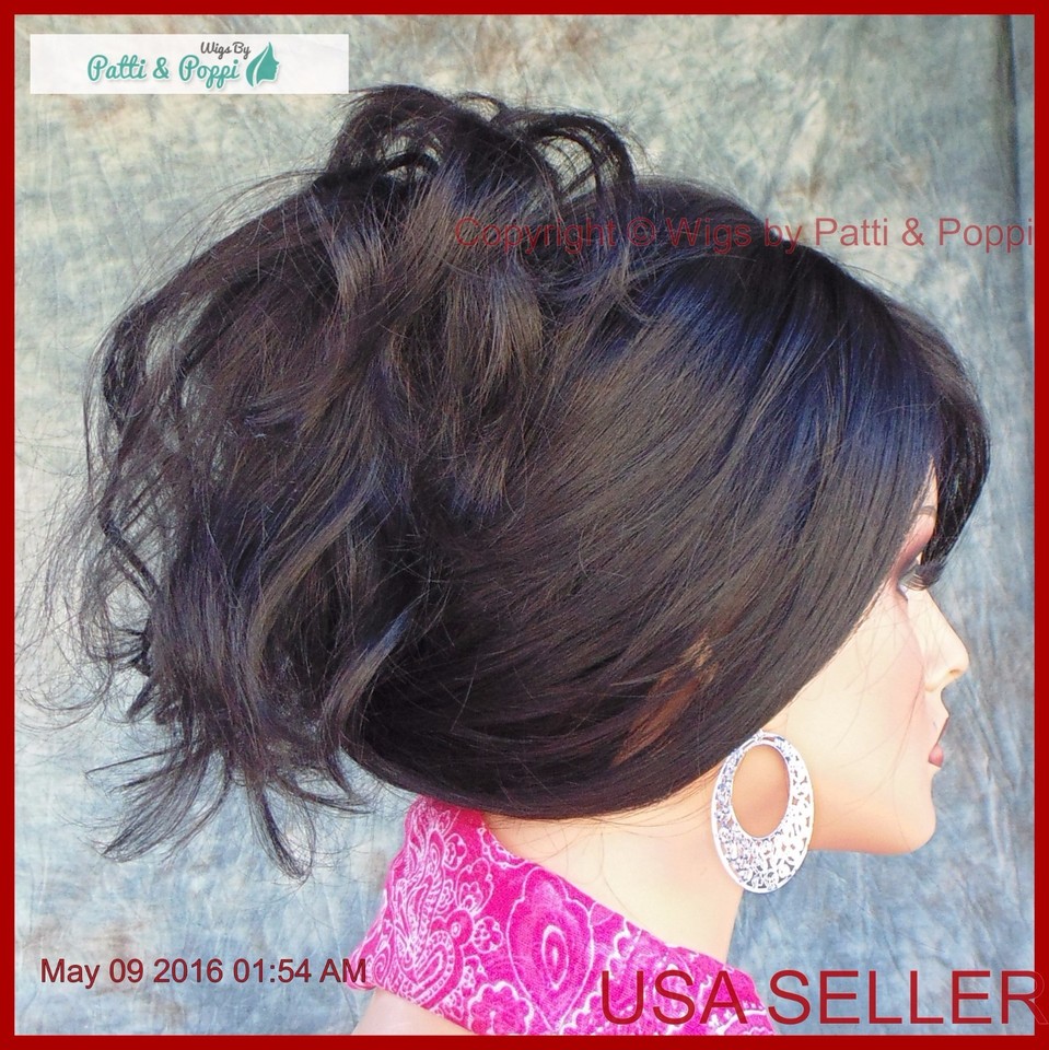 LONG SLIGHTLY WAVY WIG HEAT SAFE SKIN TOP ☆ CLR ONYX GORGEOUS STRIKING ...