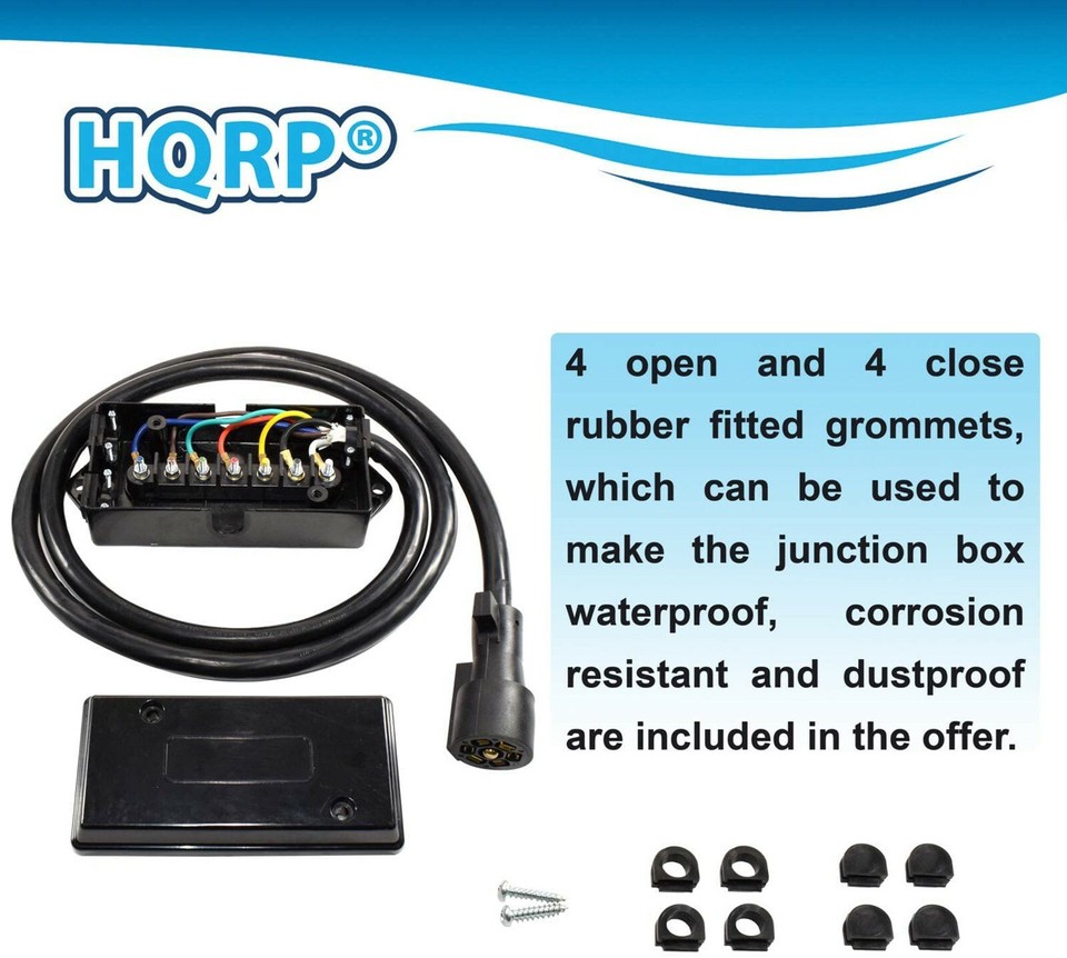 7 Way Socket Line Trailer Cord Junction Box 4ft Cable Wiring Plug | eBay