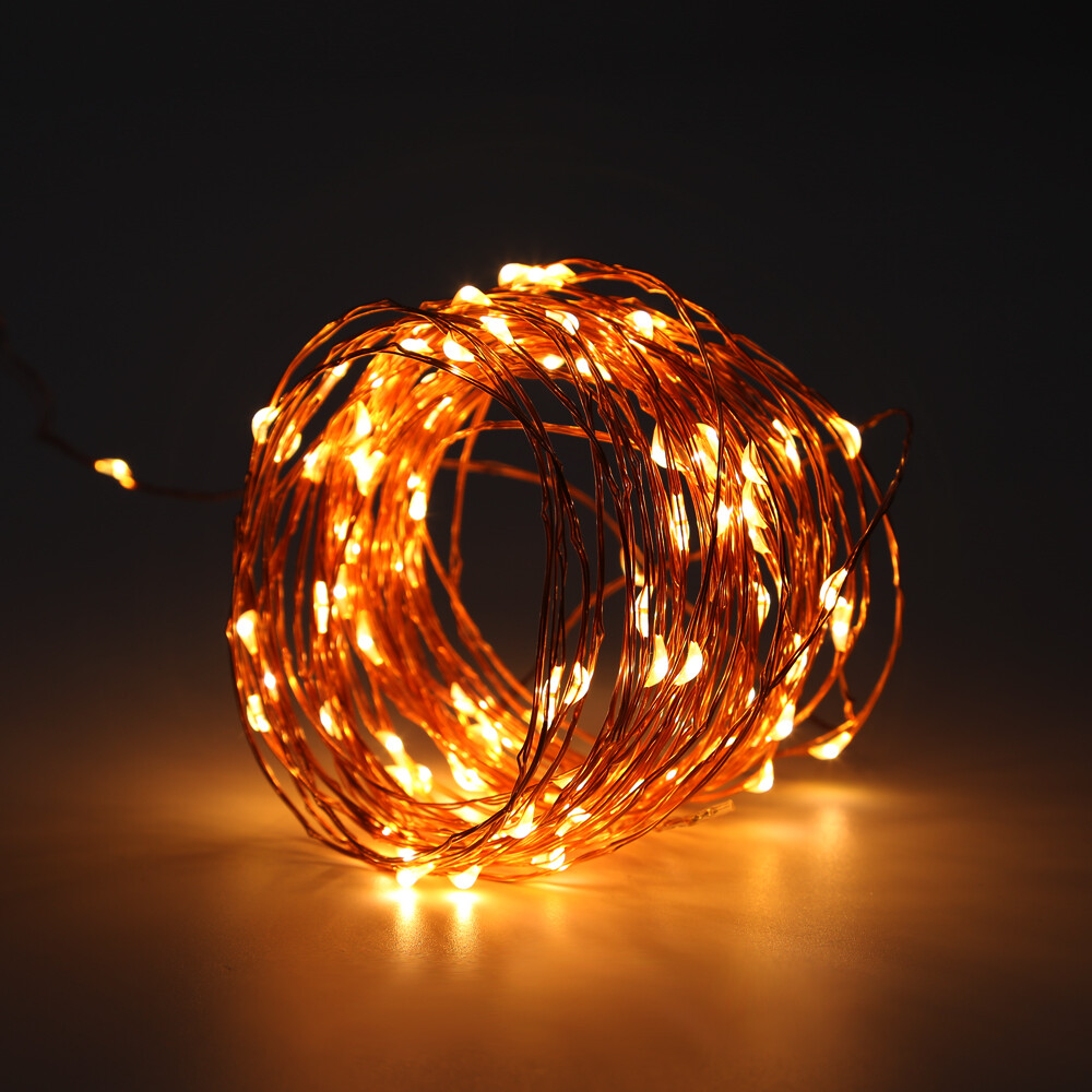 10M 100LED Micro Rice Wire Copper Fairy String Lights Timer Garden ...