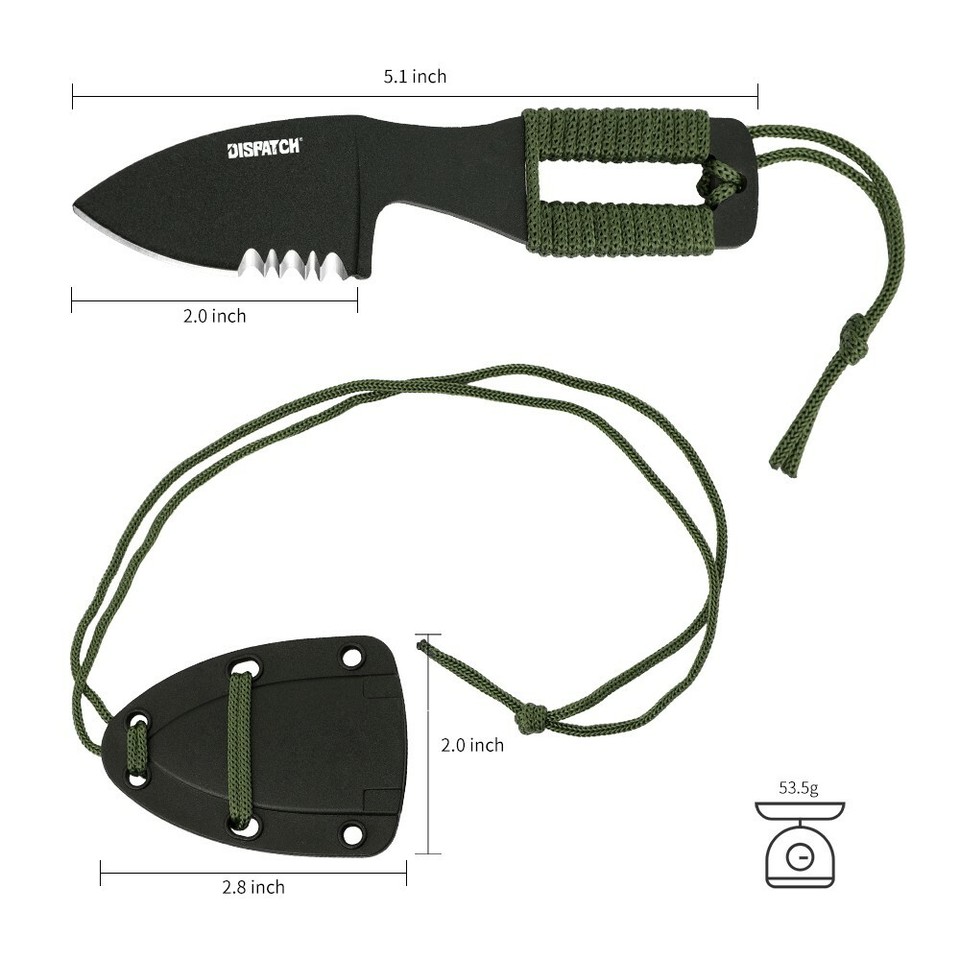 Neck Knife Fixed Blade Knife Full Tang Fixed Blade Knife Cord Wrapped ...