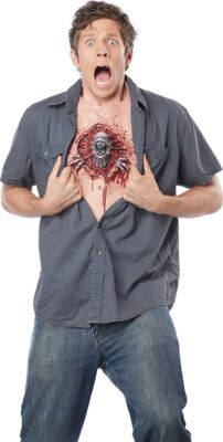 Parasite Chest Cover Alien Fancy Dress Up Halloween Adult Costume ...