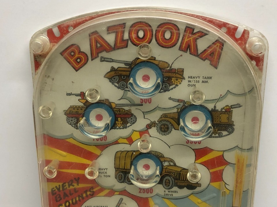 vintage 1950s MARX BAZOOKA PINBALL GAME Military Style Game | eBay