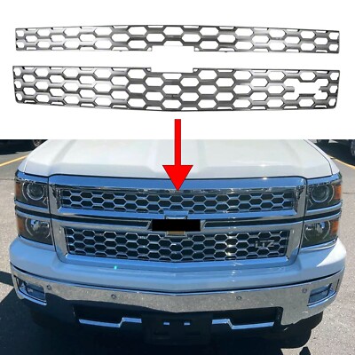2014-2015 Chevy Silverado 1500 LTZ Chrome Grille Grill Insert Overlay ...
