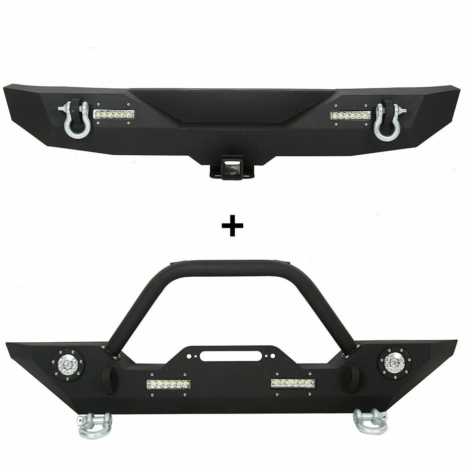 Off-road Steel Front Bumper & Rear Back Bumper Fit 2007-2018 Jeep ...