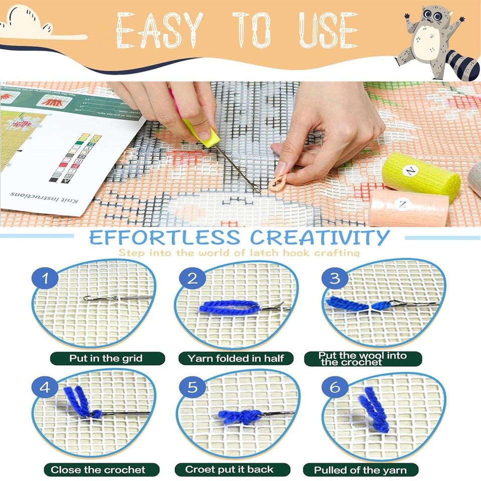 EMISTEM Latch Hook Kits for Adults - DIY Latch Hook Rug Kits, Crochet ...