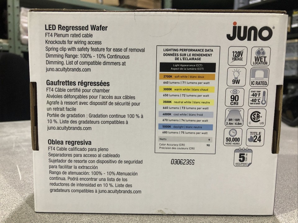 JUNO Lighting 266XH7 4” LED Regressed Wafer SWW5 WF4 Reg 90CRI MW M6 | eBay