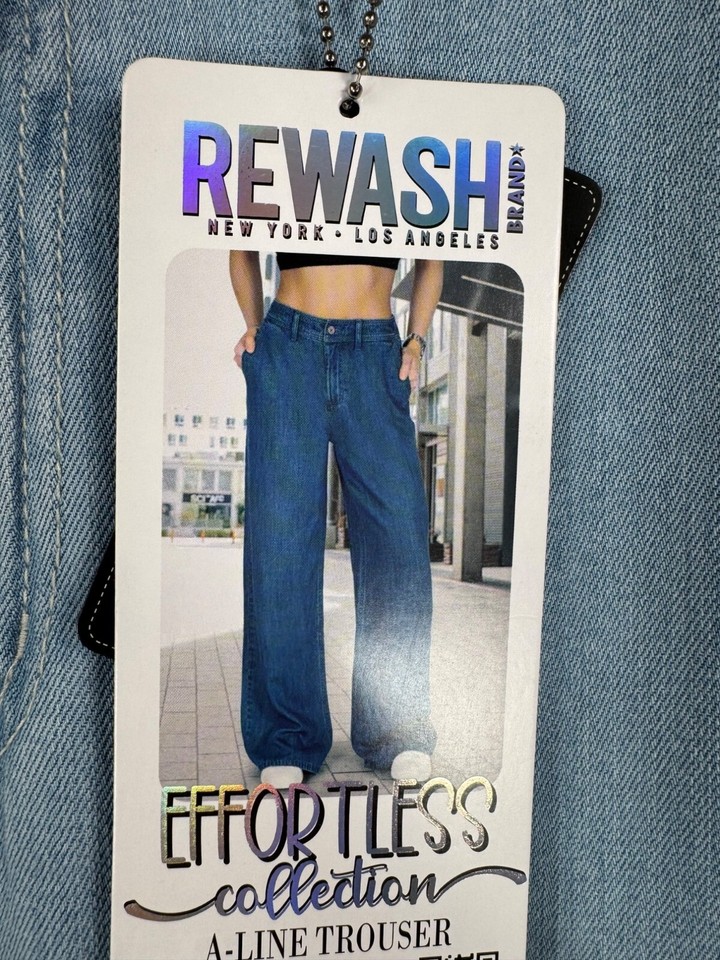 Rewash LA Effortless A line wide leg Chambray Pants light blue 90s sz 26 | eBay