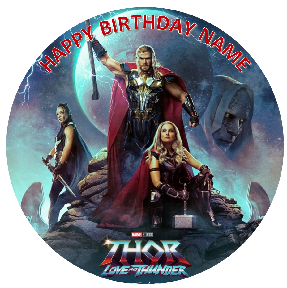 Thor Love & Thunder Edible Cake Topper 19cm Round Image Birthday Party ...