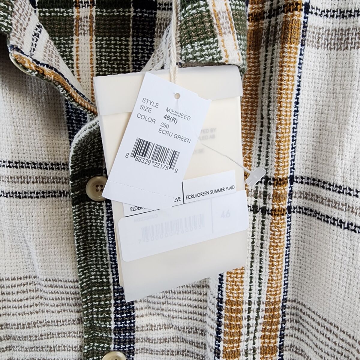 OUR LEGACY Elder Short Sleeve Shirt Men's 46 Ecru Green OUR LEGACY Elder Short Sleeve Shirt Men's 46 Ecru Green