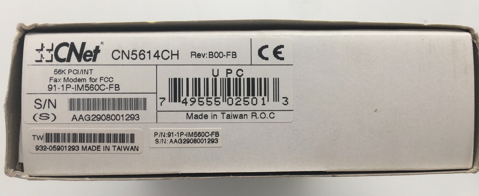 CNET SinglePoint 56K voice fax modem, internal V.90 standard, PCI, 91 ...