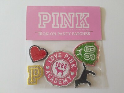 Victoria's Secret Pink Iron-on 5 Patch New dog heart crest logo FREE ...