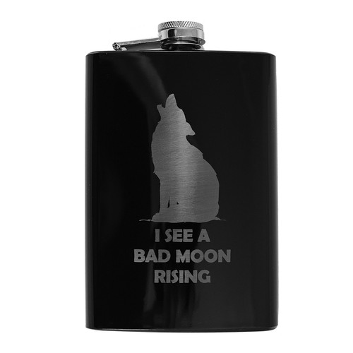 8oz BLACK I See a Bad Moon Rising Flask | eBay