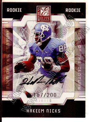 hakeem nicks rookie rc draft auto autograph carolina tar heels unc ...
