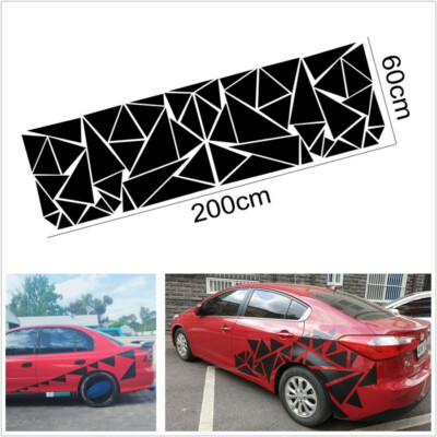 Glossy Black 200*60cm Car Side Triangles Pattern Decortaion Vinyl Decal ...
