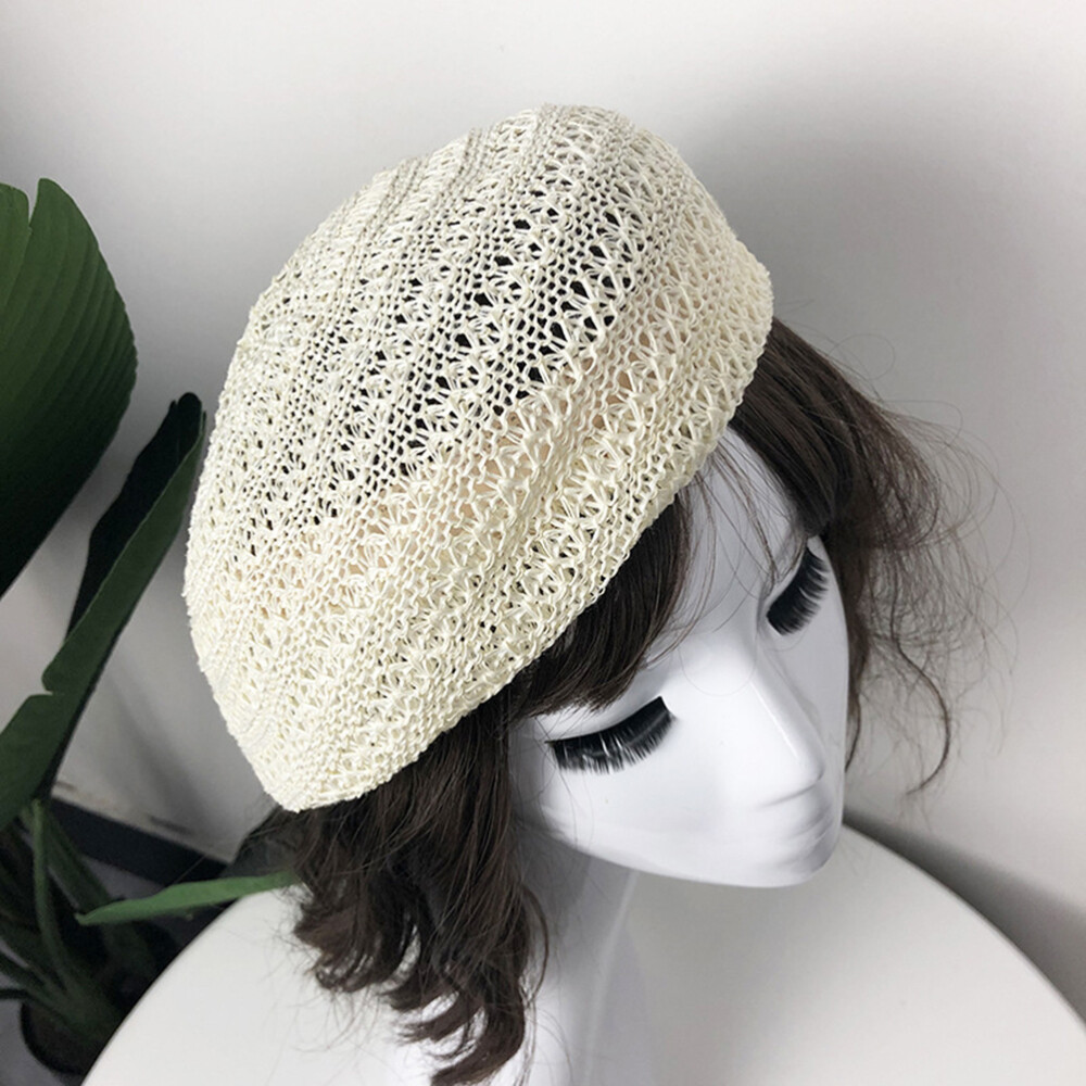 Travel Hat Crochet Straw Newsboy Beret Cap Wicker Rattan French | eBay