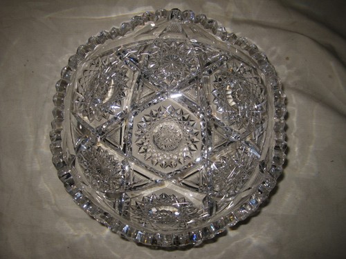 ABP Cut Glass 8" Round Bowl Hobstar Pattern | eBay