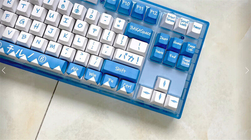 Touhou Project Cirno Theme PBT Keycaps 129keys For Cherry MX Mechanical ...