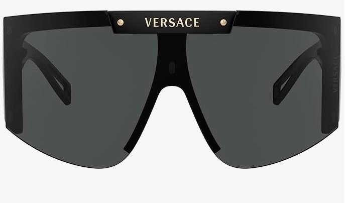 Versace VE 4393 GB1/87 Black Plastic Shield Sunglasses Grey Lens | eBay