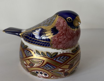 VINTAGE ROYAL CROWN DERBY PAPERWEIGHT BULLFINCH NESTING GOLD STOPPER ...