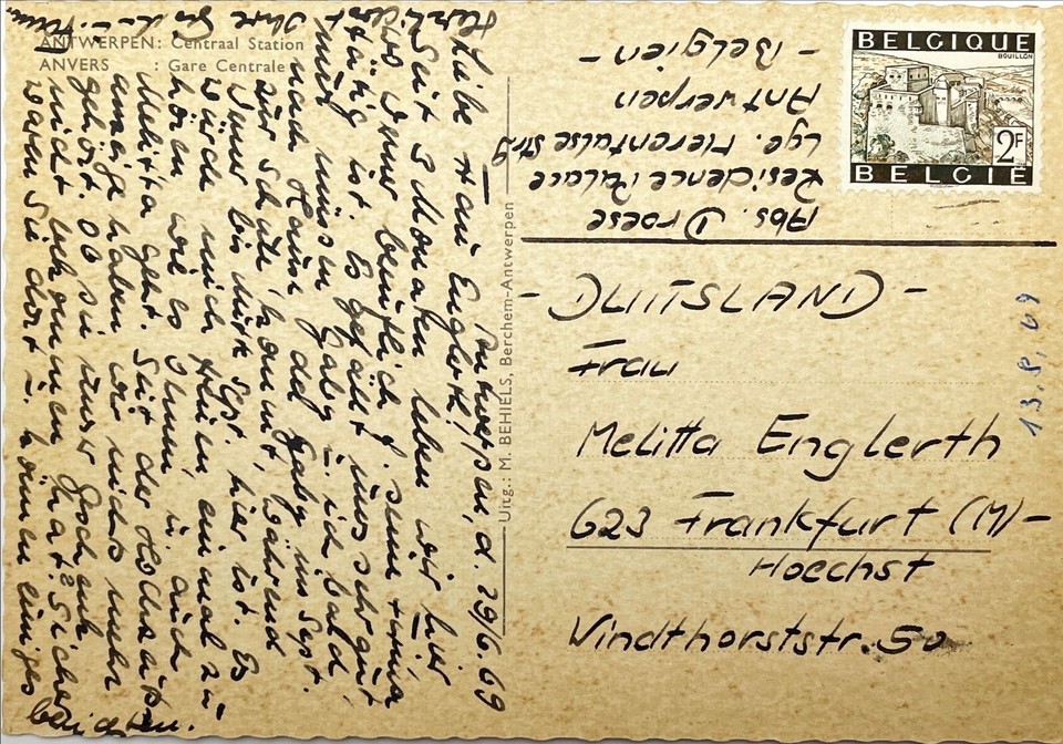 Antwerpen Central Train Station Belgium Vintage Postcard City View ...