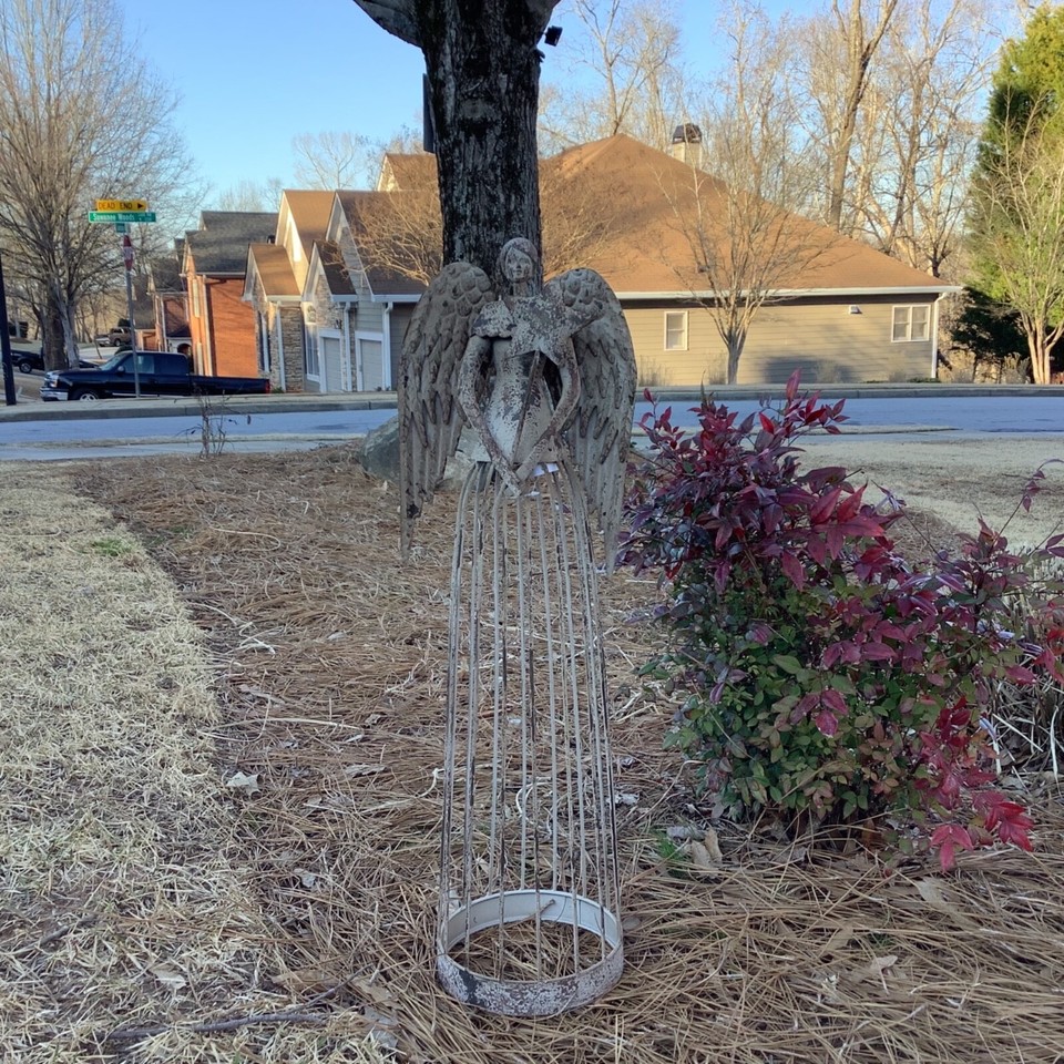 Metal Garden Angel Statue, Indoor Outdoor Angel Yard Lawm Garden ...