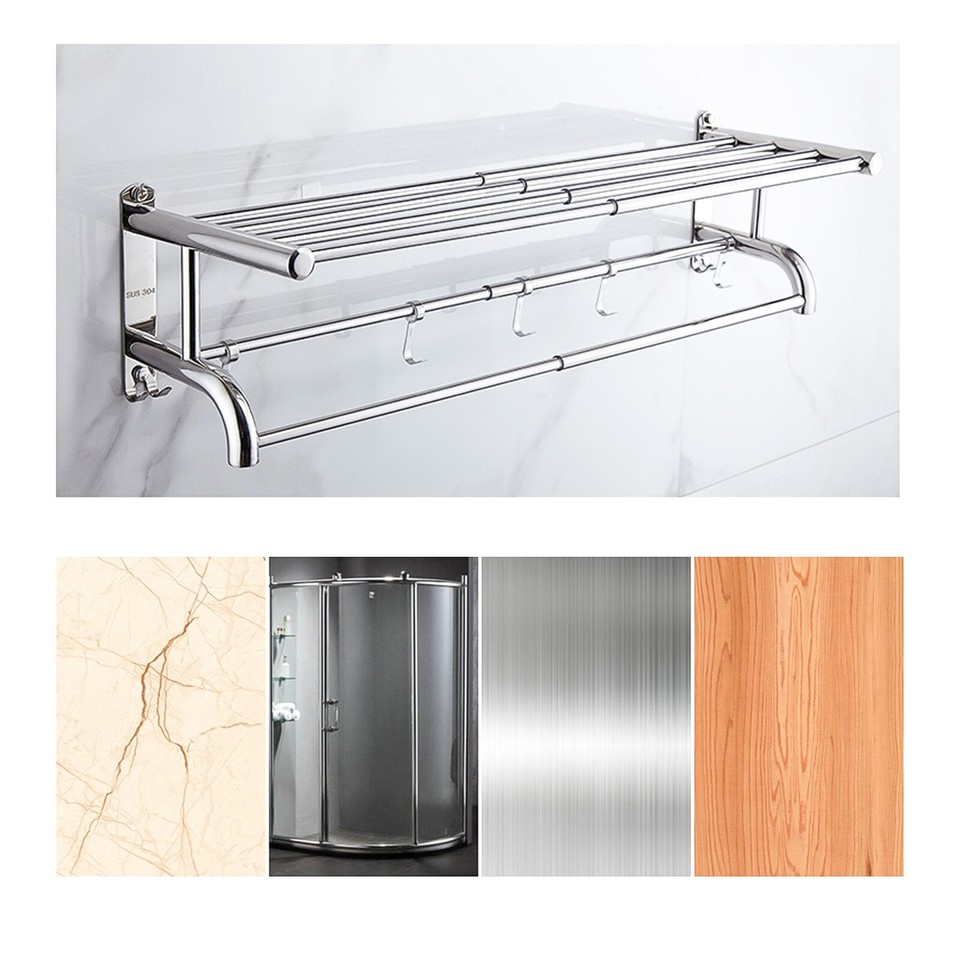 Retractable Towel Rack Bathroom Towel Holder Wall Mounted Towel Shelf ...