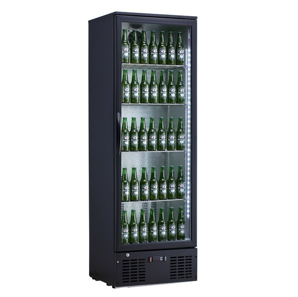 LCE Fridge 1 Glass Hinged Door 290L Black Commercial Upright Display ...