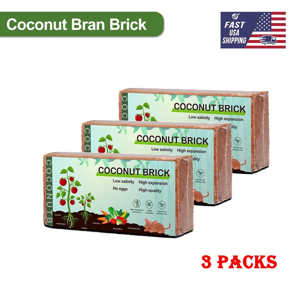 2/3/4/8Packs 650G Coco Coir Brick Coconut Fiber Garden Plant Growing ...