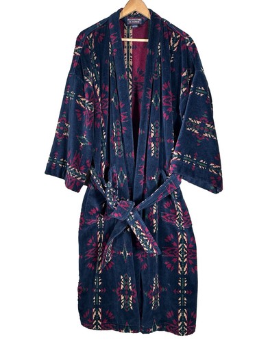 Vtg Roundtree & Yorke Cotton Terry Cloth Aztec Robe Multicolor Mens One ...