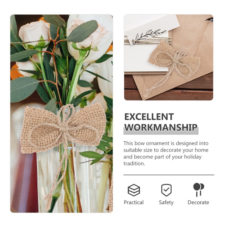 6 Pcs Traditional Bow Burlap Ribbon Bows Birthday Party Decorations ...