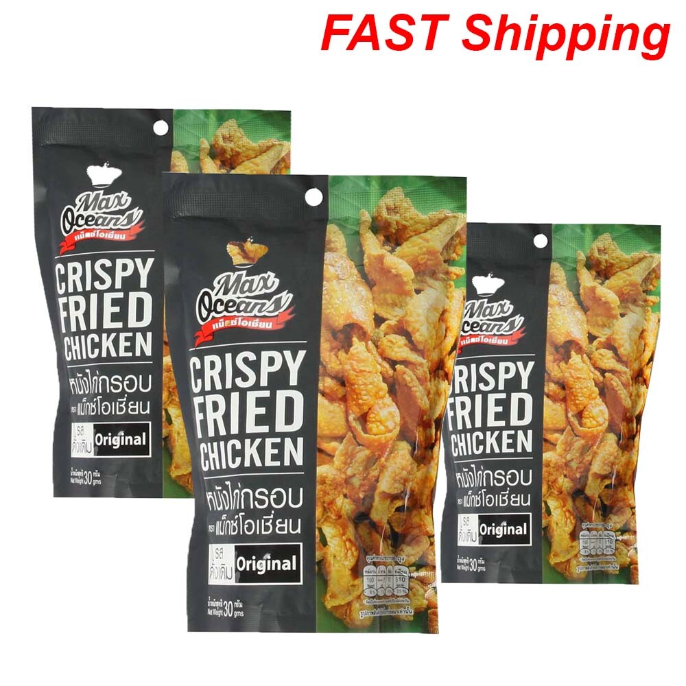 3x Crispy Fried Chicken Skin Max Oceans Snack Original Flavor Camping ...