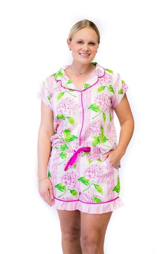 NEW Jaye's Studio Pink Hydrangea Ruffled Pajama Short Set Size XL | eBay