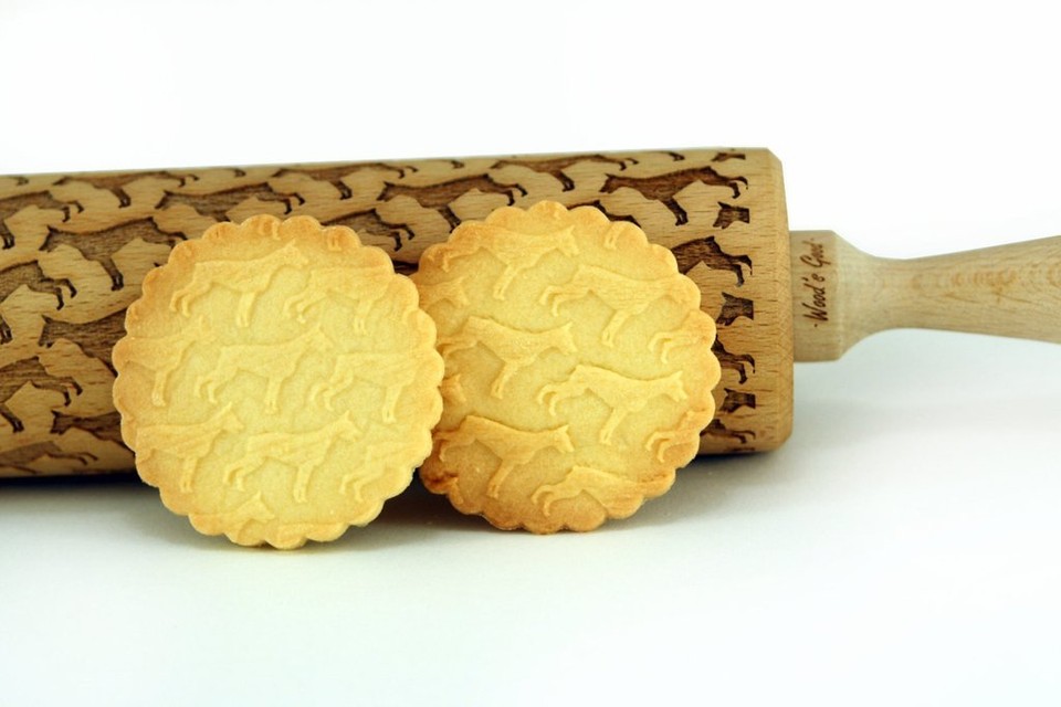 Engraved rolling pin wooden laser cut ANY PATTERN cookies embossed ...