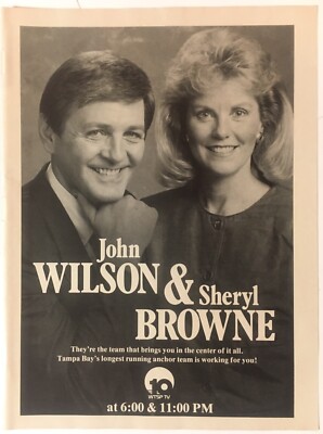 John Wilson Sheryl Browne WTSP-TV Tampa 1989 Vintage Print Ad 8x11In ...