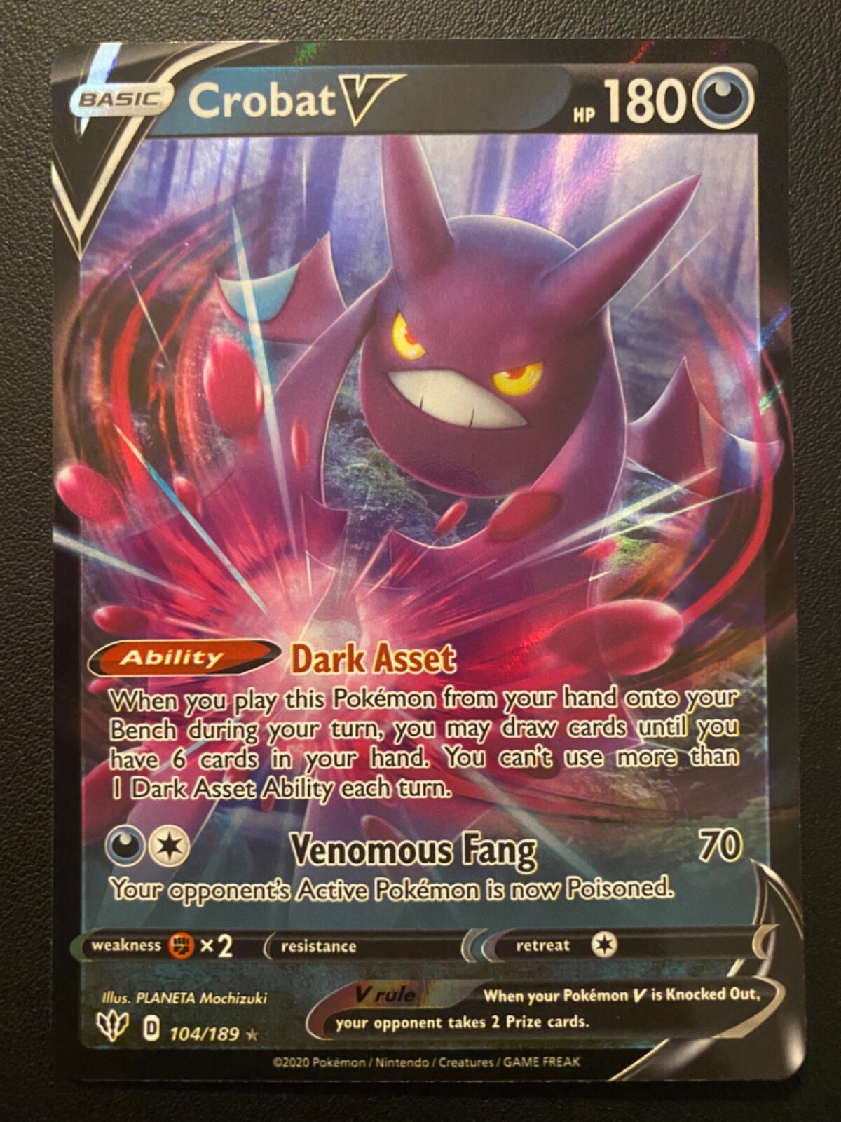 POKEMON TCG CROBAT V 104/189 DARKNESS ABLAZE ULTRA RARE!! | eBay