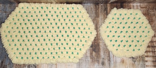 Vintage Handmade Hexagon Loom Hot Pad Trivet Flower Daisy Crochet ...