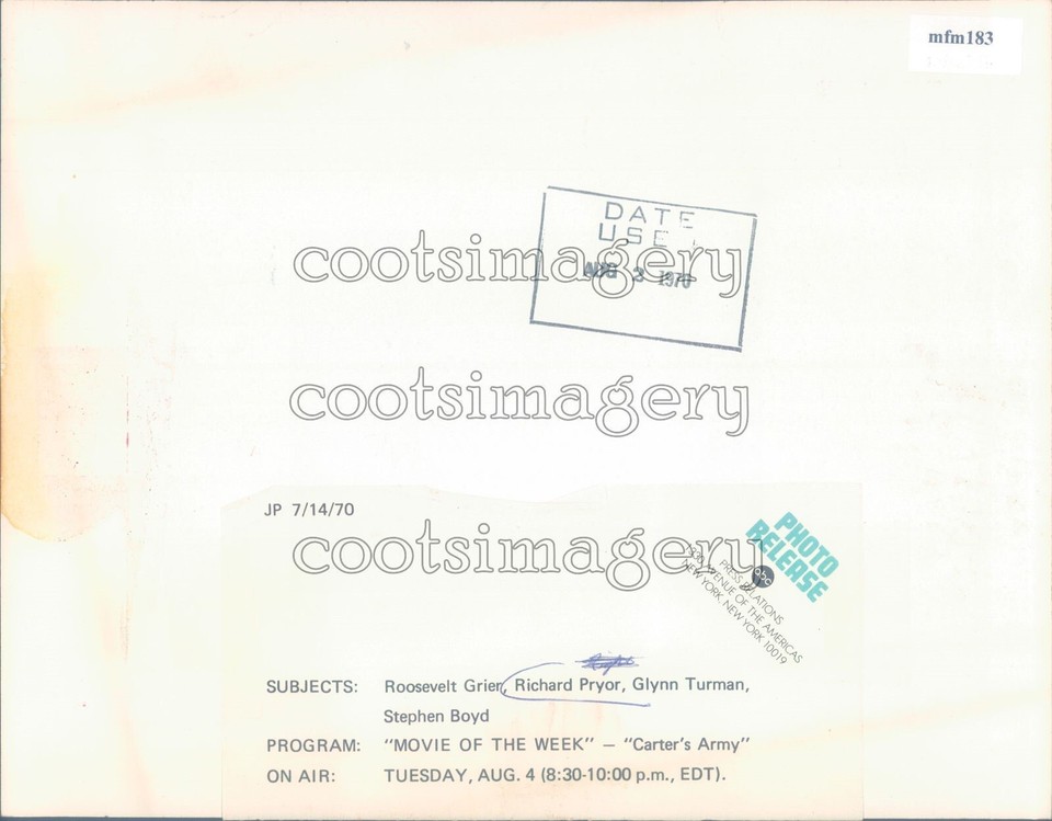 1970 Press Photo Rosey Grier Richard Pryor Turman Boyd Carter's Army TV ...