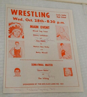 Wrestling Arena Program Midland States Territory WWF NWA Littlebear ...