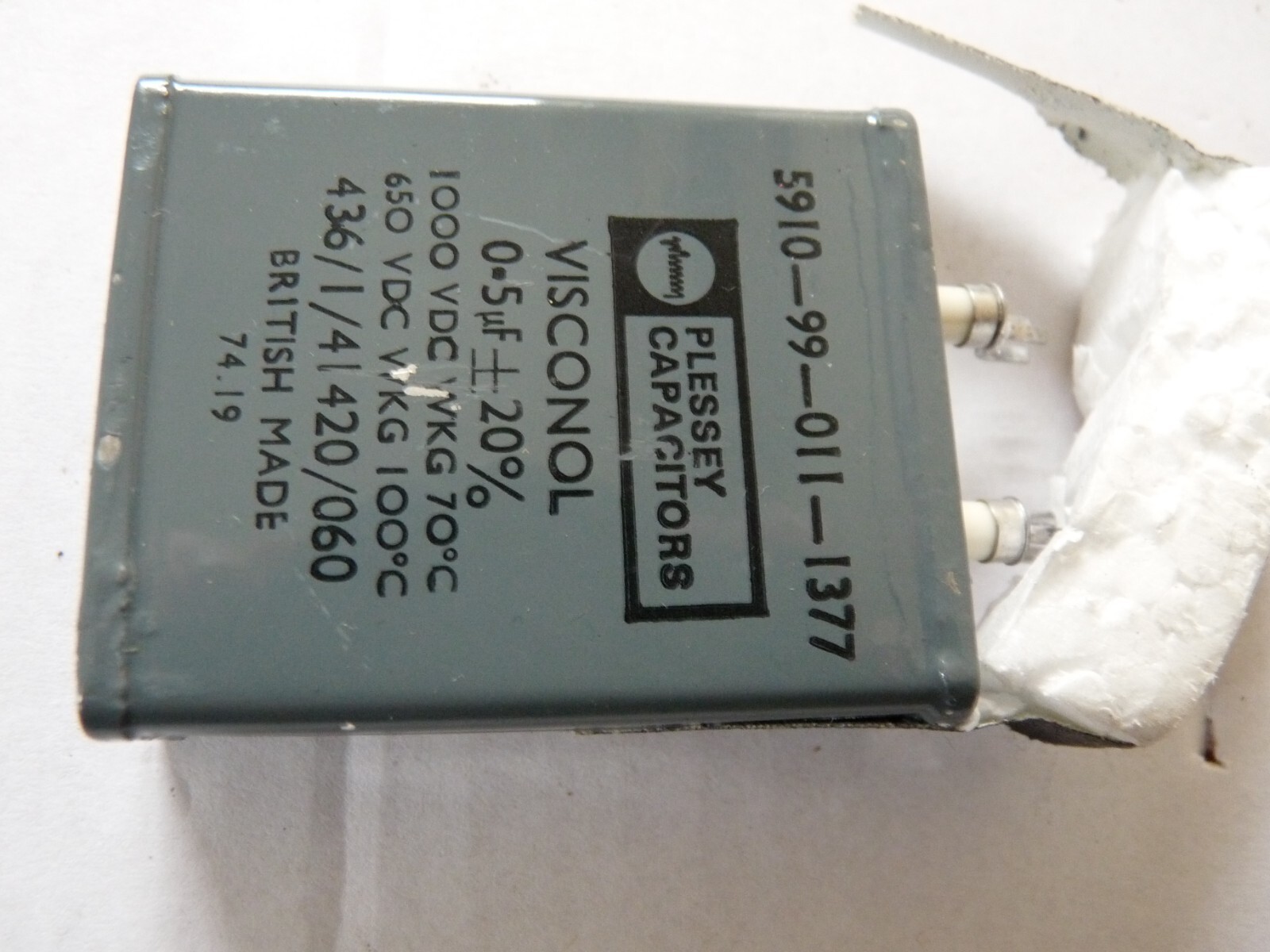 0.5µF 0.5UF 0.5MFD ± 20% 1000VDC @70°C Plessey TTC Capacitor NIB 1pc | eBay