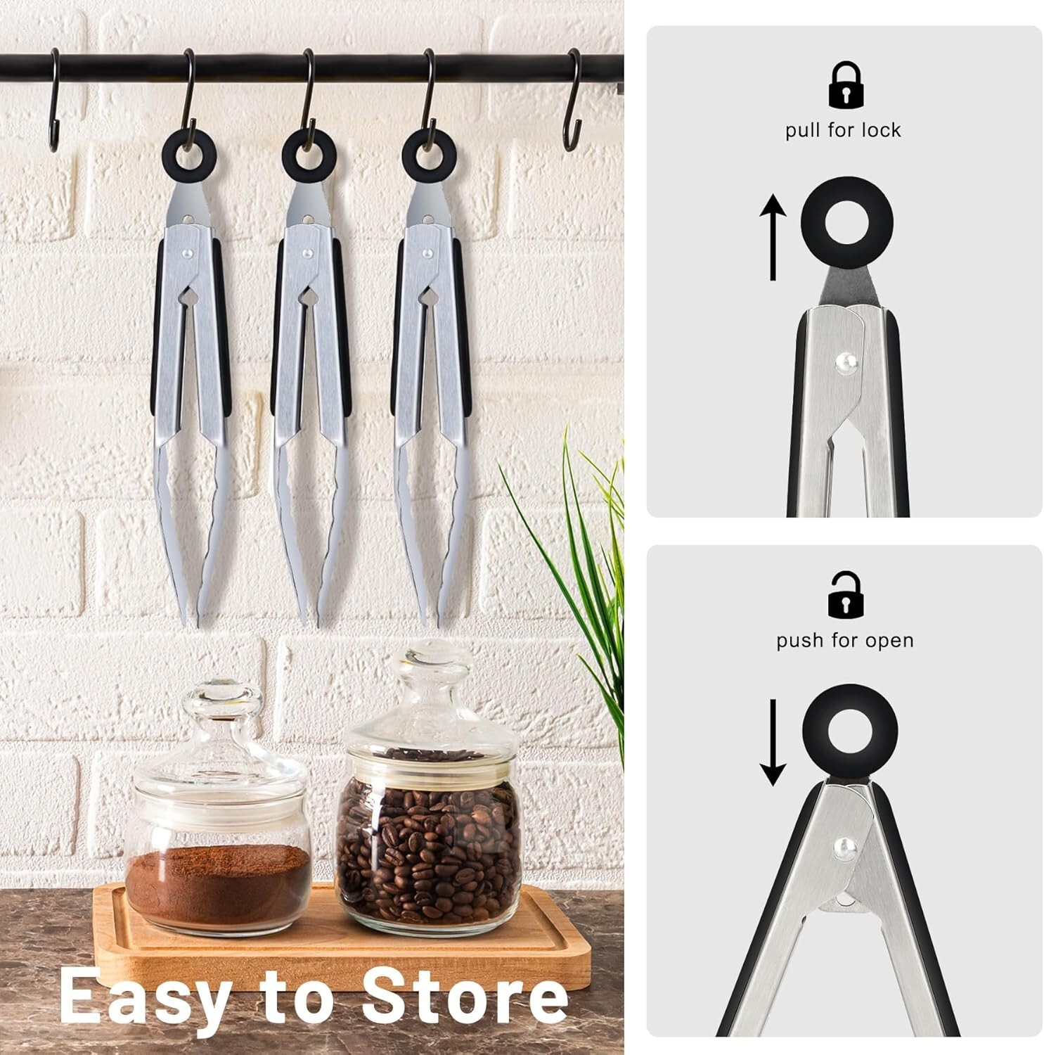 Small Kitchen Tongs Set of 3 Stainless Steel Mini Serving Tongs Salad ...