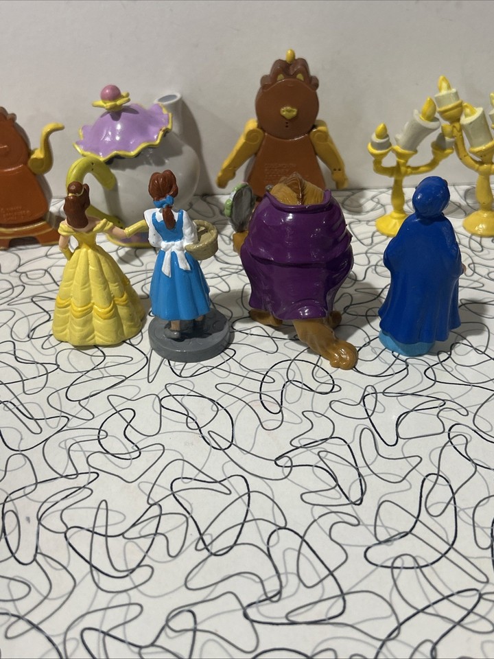 Vintage Disney PVC Figures Cake toppers Lot of 9 Belle Beauty and the ...