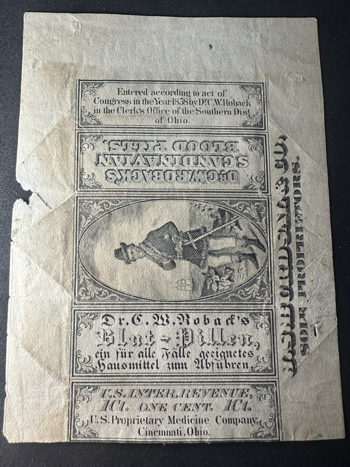 1858 RS247 Parchment Paper Light Encryption Proprietary Medicine ...