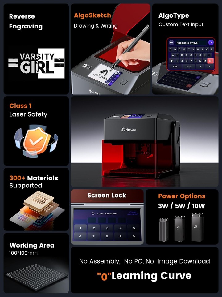 5W Smart Laser Engraver Machine: Portable Laser Engraver with 3.5 ...