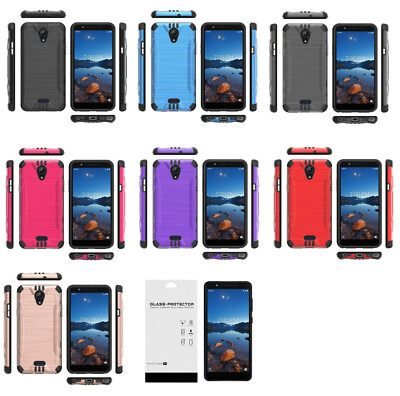 Slim Brushed Hybrid Case Phone Cover For Wiko Ride 2 (2020) + Tempered ...