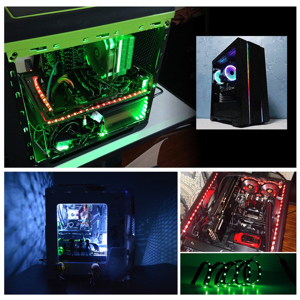 5050 RGB LED Strip tape Light PC Sata Computer Case Full Kit RF Remote ...