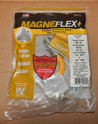 Magneflex Gas Connector Range & Oven 24"x1/2" 5/8" USA PSPV85324 Safety ...